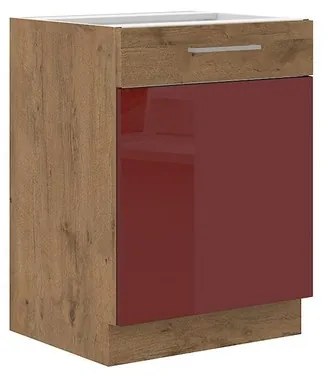 Spodní kuchyňská skříňka Woodline 60 D 1F BB, Barva: Dub lancelot / bíly lesk