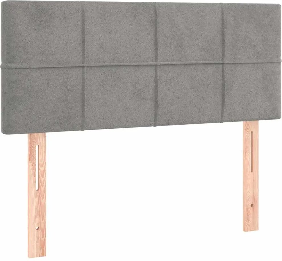 Čelo postele s LED světle šedé 90x5x78/88 cm samet 3121648