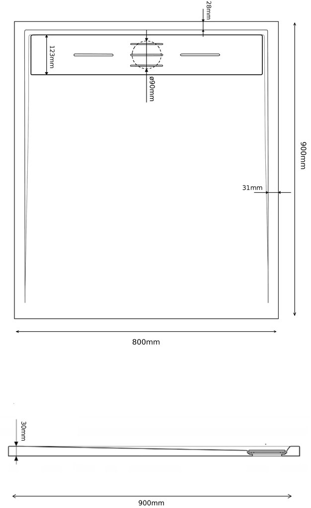 Erga Almac, SMC sprchová vanička 90 x 80 x 3 cm, bílá, ERG-GMA-AL-8090