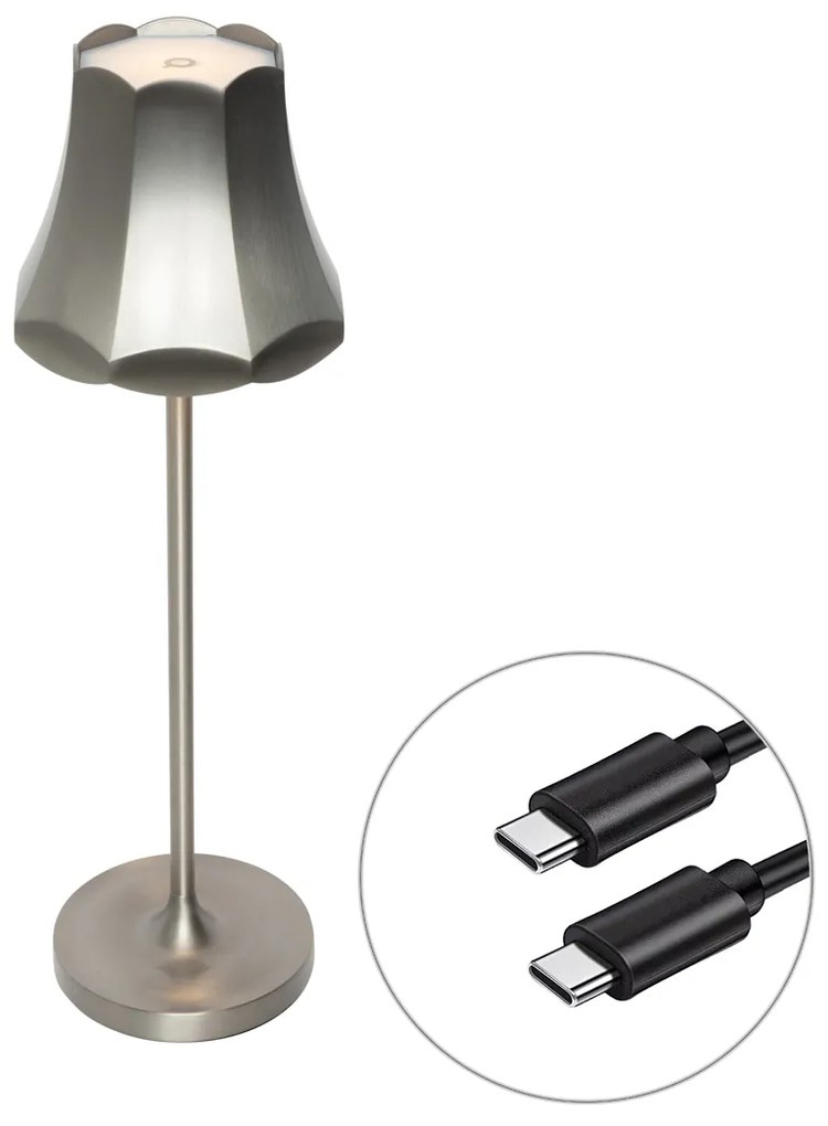 Retro stolní lampa gunmetal dobíjecí IP44 - Granny