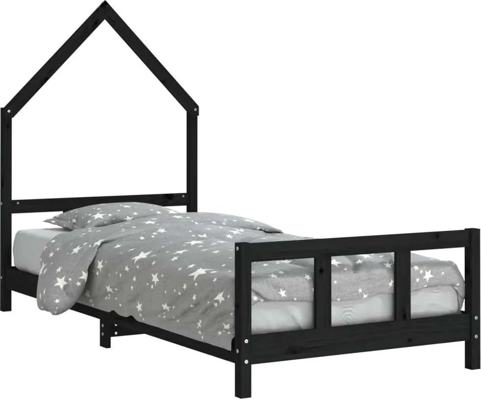 vidaXL Dětská postel 90 x 190 cm masivní borové dřevo [834563] Barva: Černá