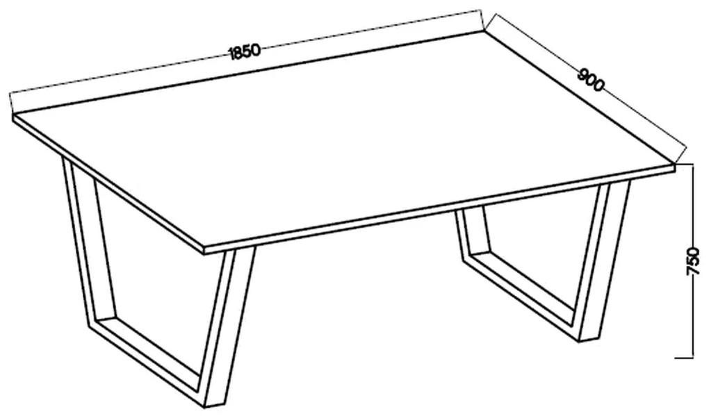 Jídelní stůl KAISARA 185x90 cm černá/artisan