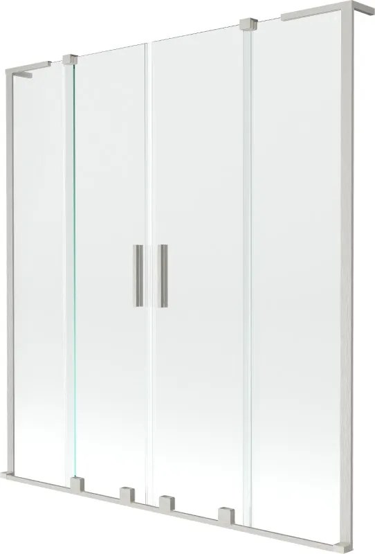 Mexen Velar L Duo vanová zástěna 2křídlová posuvná 150 x 150 cm, transparentní, kartáčovaný nikl - 896-150-003-02-97
