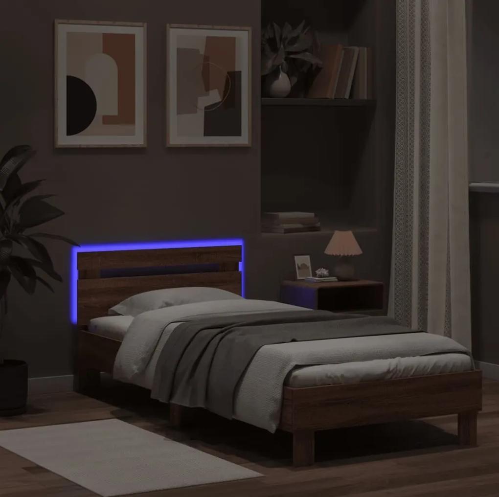 vidaXL Rám postele s čelem a LED osvětlením 75 x 190 cm [838756] Barva: Černá