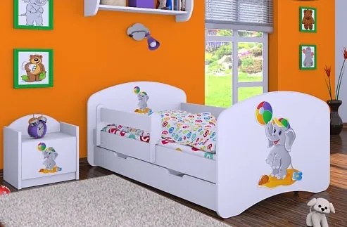 MAXMAX Dětská postel se šuplíkem 140x70cm SLON S BALONEM