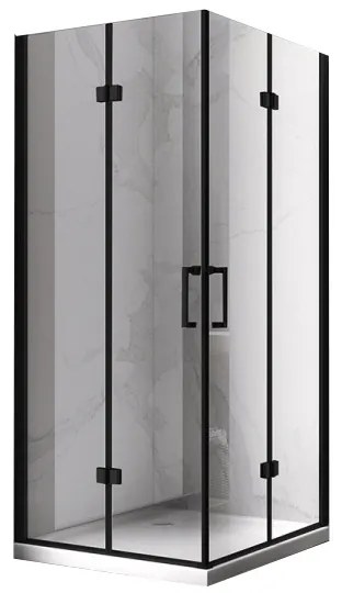 BPS-koupelny Čtvercový sprchový kout HYD-SK08B 80x80 černý/transparent + vanička HYD-OSV-ST02A černá
