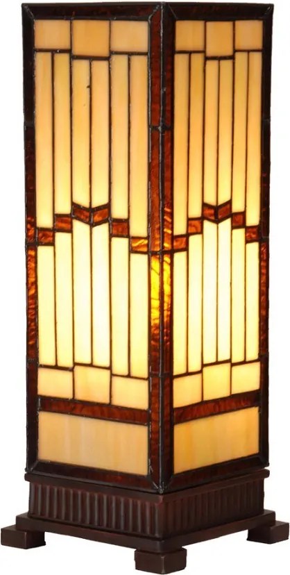 Béžovo-hnědá stolní tiffany lampa Laetitia - 17*17*44 cm E27/ma* 1*40W