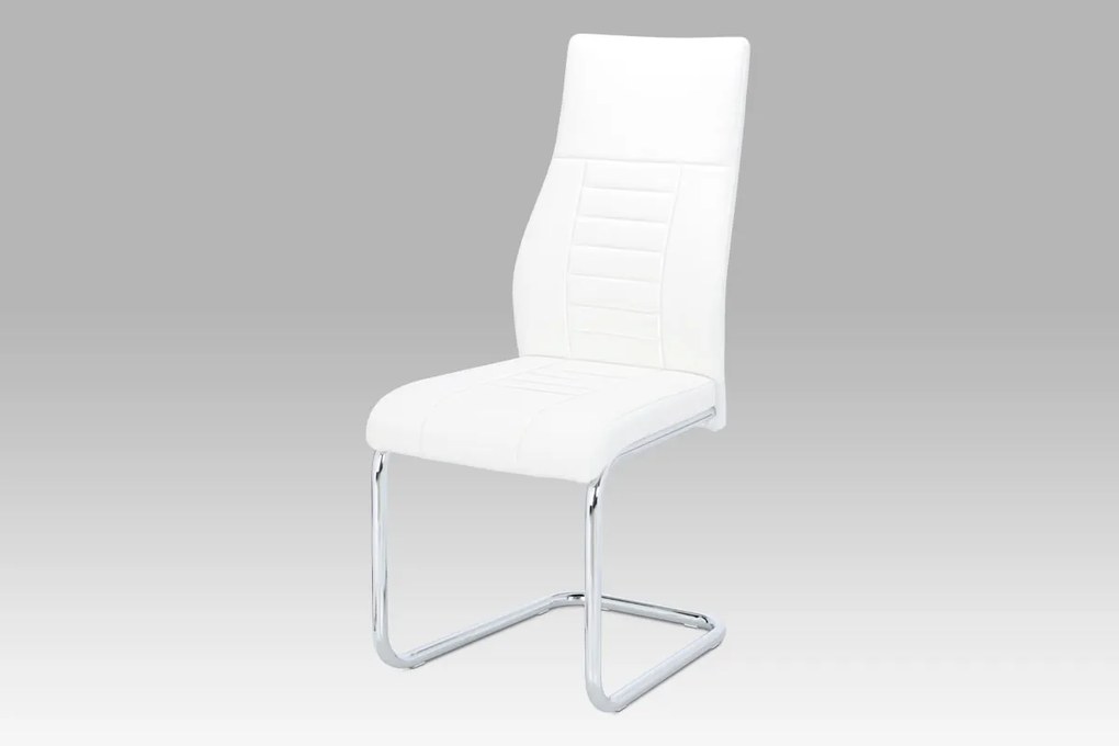 Jídelní židle bílá koženka chrom HC-955 WT