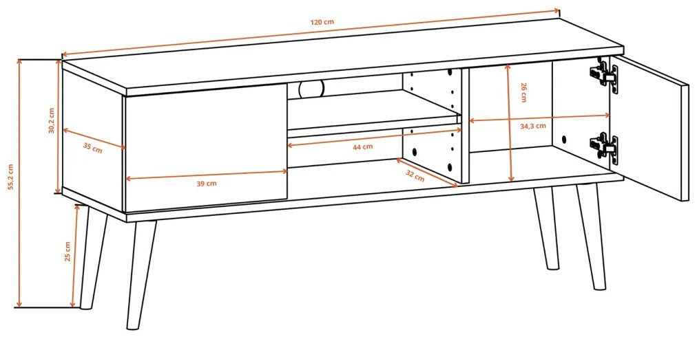 TV stolek TORONTO 120 cm šedý