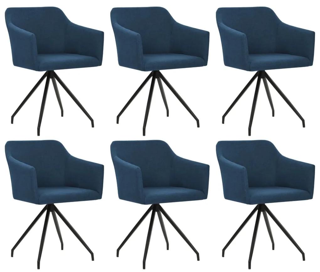 276058 vidaXL Otočné jídelní židle 6 ks modré textil