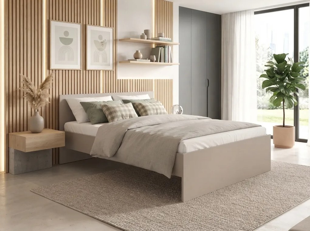 Postel ELISA 120 x 200 cm, kašmírově béžová Rošt: S laťkovým roštem, Matrace: Matrace Coco Maxi 20 cm