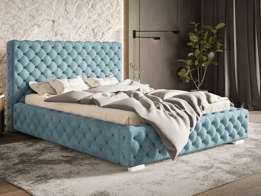 Moderní čalouněná postel 200x200 cm Irina Barva: Modrá - Kronos 09
