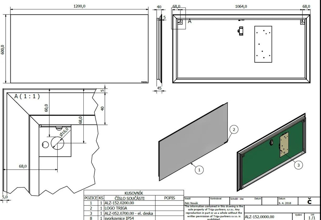 Hopa BLANICE 80 x 60 cm ZRBLAN8060 zrcadlo s LED osvětlením