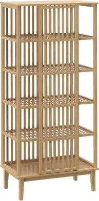 HOMCOM bambusová šatní skříň 5 úrovní s posuvnými dveřmi, vzdušný lamelový design, přírodní dřevo