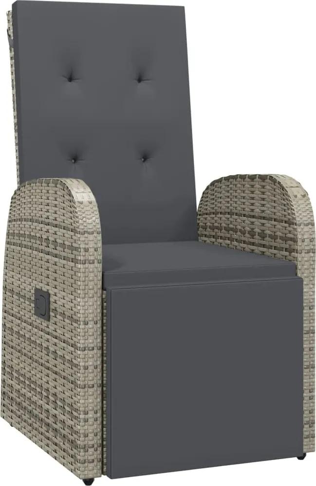 vidaXL Polohovací zahradní židle s poduškami 2 ks šedé polyratan [319541]