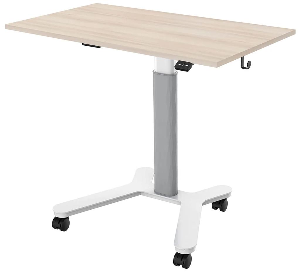DELSO Elektrický výškově nastavitelný stůl COMPACTOR BATTERY 80×60 cm Dekor stolové desky: akát, Barva podnože: bílá