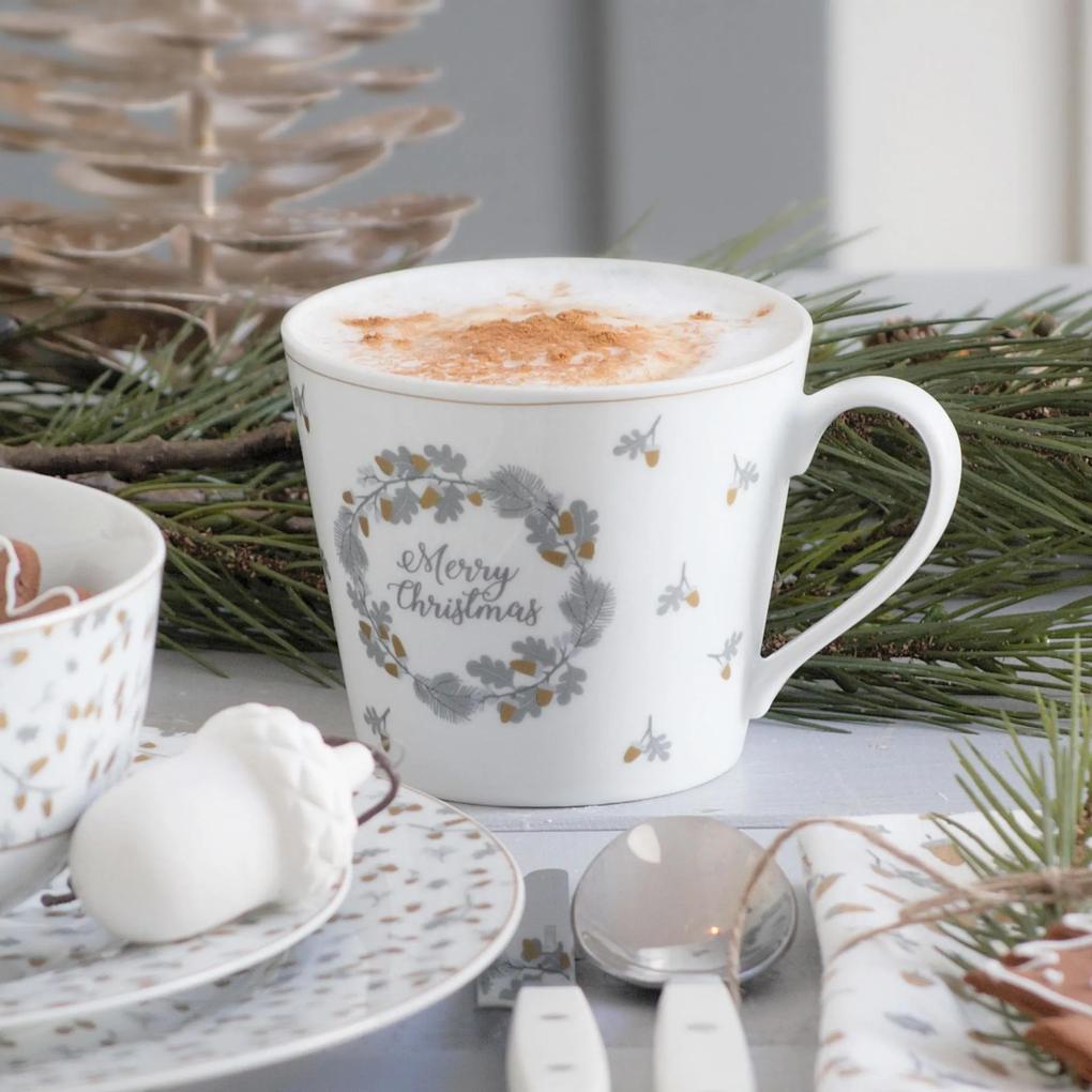 Krasilnikoff Porcelánový hrnek Merry Christmas, šedá barva, bílá barva,  porcelán | BIANO