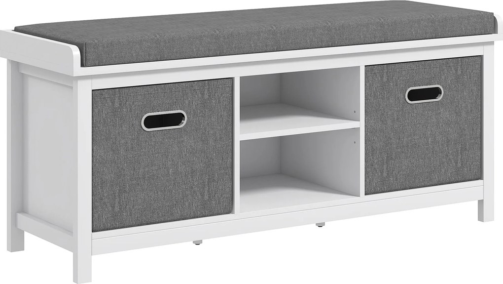HOMCOM Botník se skládací policí a 2 vyjímatelnými šuplíky, 105x35x47 cm, Bílá a Šedá | Aosom