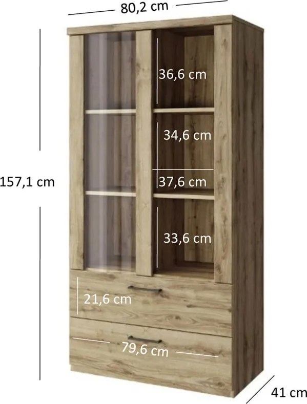 Vitrína nízká 1w2s dub navarra Doorset