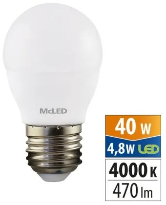 LED žárovka E27 McLED G45 4,8W (40W) neutrální bílá (4000K) ML-324.034.87.0