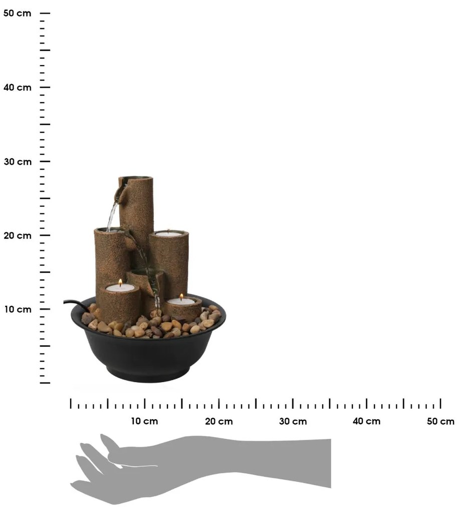 Zahradní kašna s osvětlením Mark, 26x21 cm, polistone, hnědá
