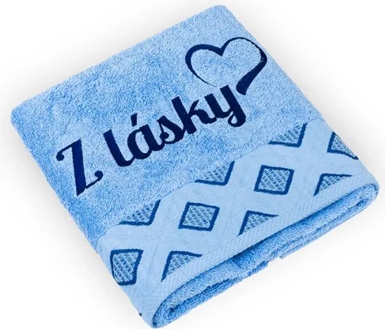 Bellatex Froté ručník kolekce Diamant s výšivkou Z lásky 50x100 cm Z lásky Modrá