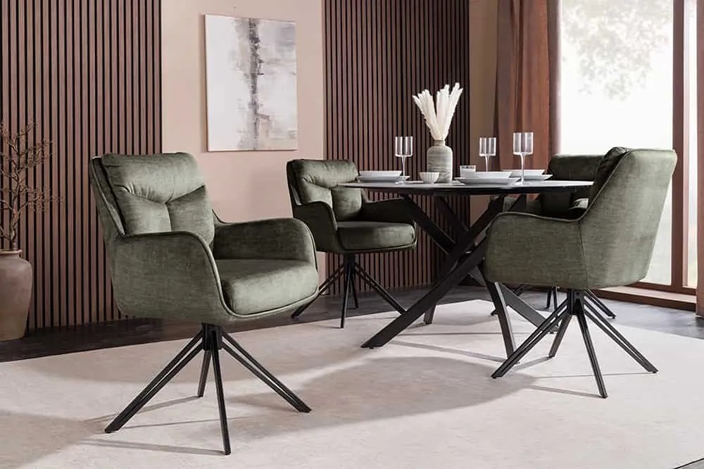 Designová otočná židle Brock zelený samet