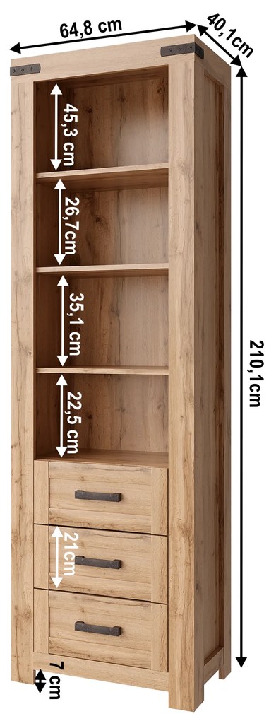 Kondela Regál 3S, dub wotan, MORATIZ