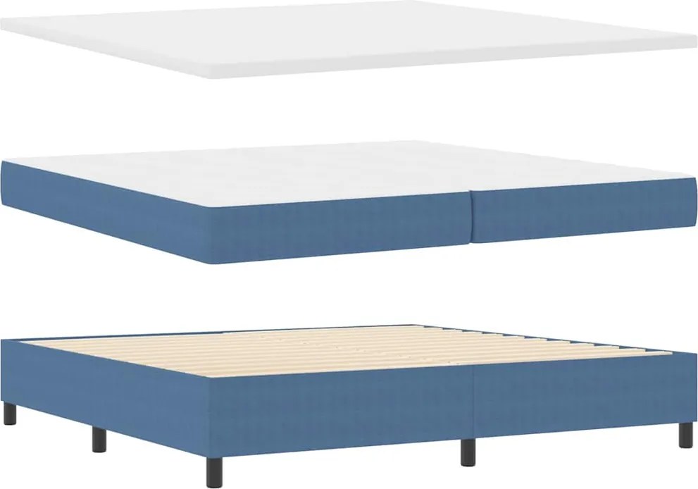 Postel s boxspringem Modrá a bílá 200 x 200 cm Žebrovaná látka 3337485
