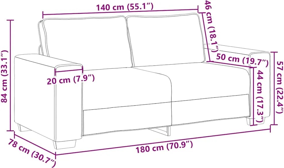 vidaXL 2místná pohovka černá 180x78x84 cm samet