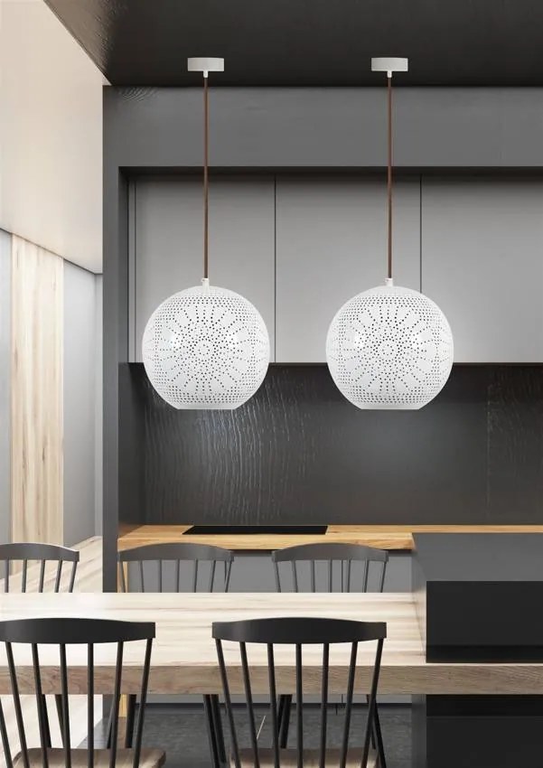 Bílý závěsný lustr Bene pro žárovku E27  - Candellux