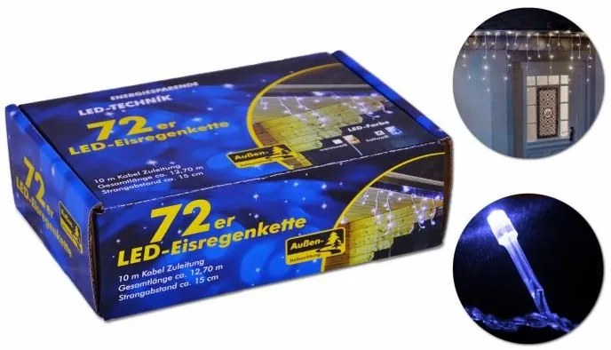 Nexos 212 Vánoční světelný déšť 72 LED studená bílá - 2,7 m