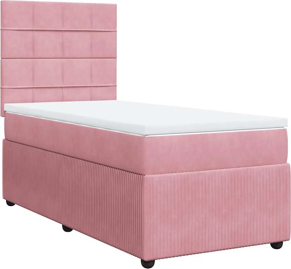 Box spring postel s matrací růžová 80 x 200 cm samet 3292195