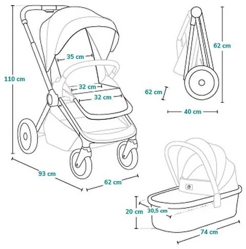 Lionelo - Kombinovaný kočárek 3v1 MIKA PLUS Brown Rust
