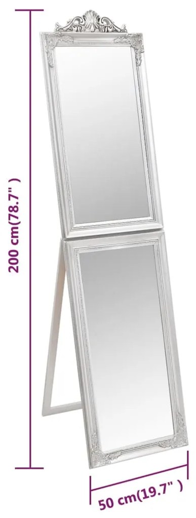 Volně stojící zrcadlo stříbrné 50 x 200 cm - Default Title