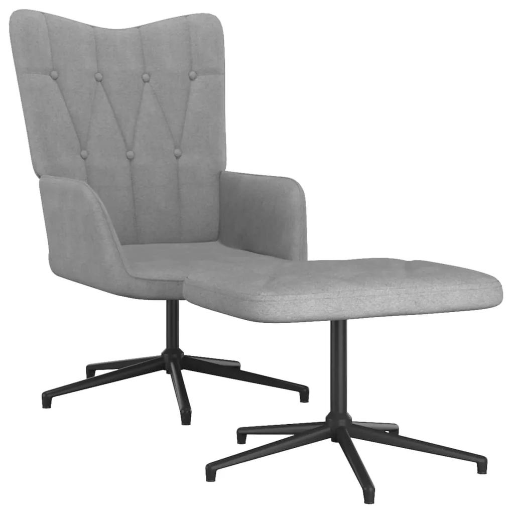 327578 vidaXL Relaxační křeslo se stoličkou světle šedé textil
