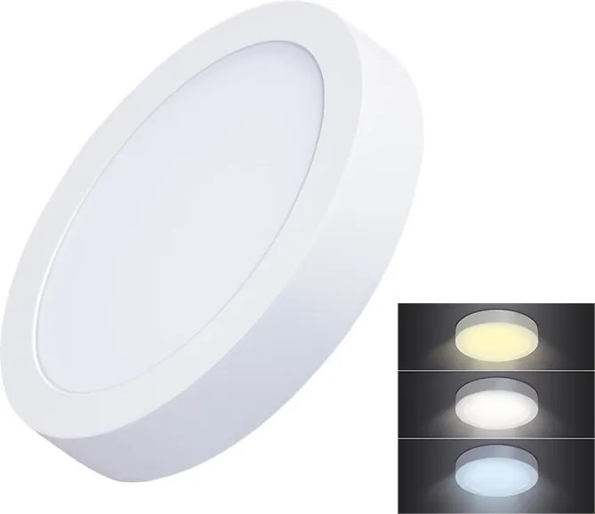 Solight led mini panel cct, přisazený, 12w, 900lm, 3000k, 4000k, 6000k, kulatý