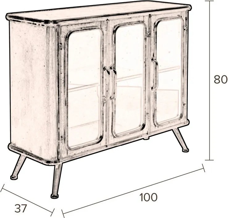 Černá kovová vitrína 100x80x37 cm Denza – Dutchbone