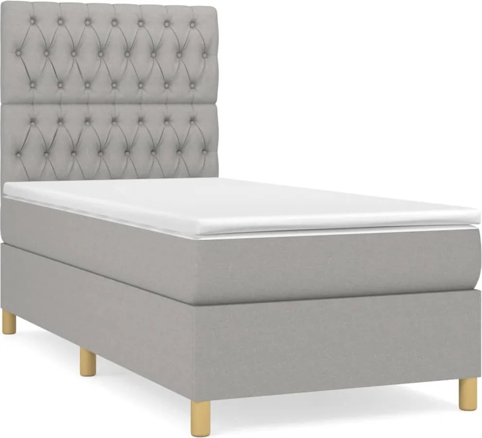 Box spring postel s matrací světle šedá 90x190 cm textil 3142537