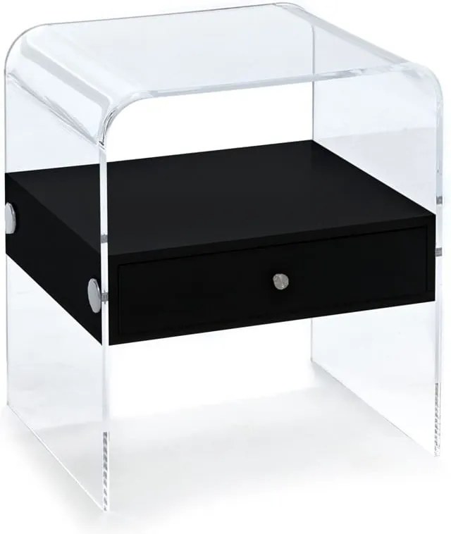 Tomasucci Noční stolek PANOLIA BLACK 45x40x33cm,skleněný
