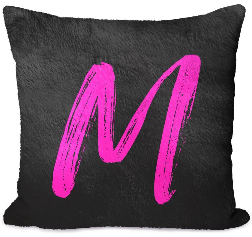 Polštář – písmeno M (Velikost: 40 x 40 cm, Materiál: Mikroplyš, Barva: Růžová)