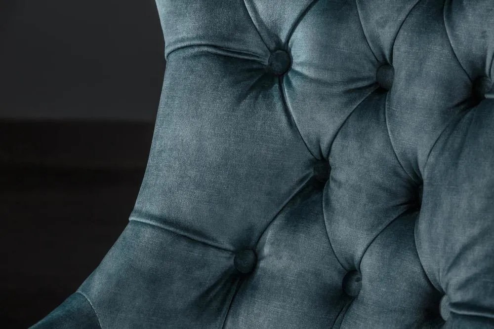 Designová židle Queen samet petrol zelená