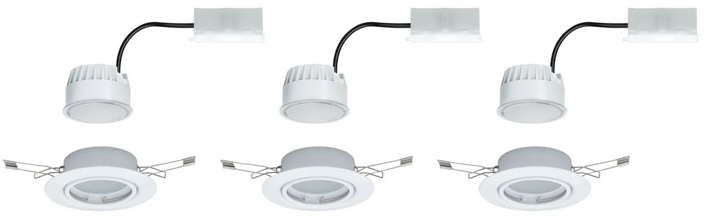 Paulmann 93427 LED base, set bílých kulatých bodovek, 3x5W LED 3000K, 3 krokové stmívání, prům. 9cm