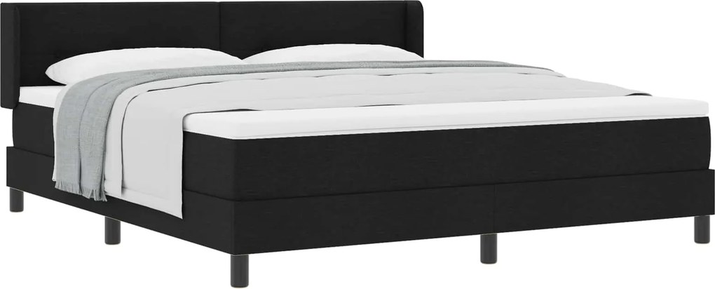 Postel s boxspringem s čelo Černý 200 x 180 cm textil 3341120