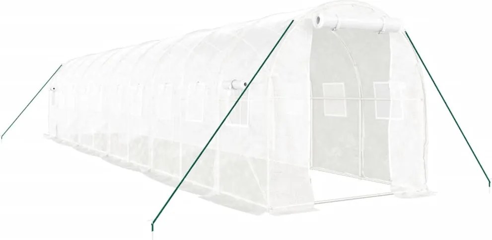 Skleník s ocelovým rámem bílý 20 m² 10 x 2 x 2 m 3188031