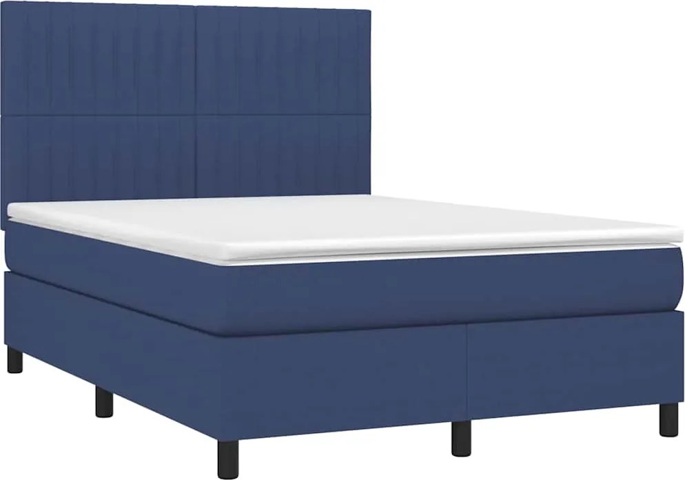 Box spring postel s matrací a LED modrá 140x200 cm textil 3135043