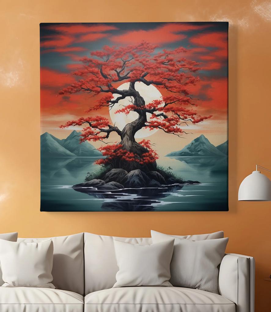 Obraz na plátně - Strom života japonský ostrůvek FeelHappy.cz Velikost obrazu: 120 x 120 cm