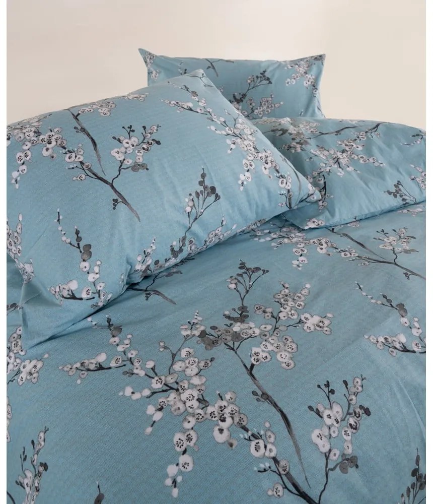 Modré povlečení na dvoulůžko/prodloužené z bavlny Renforcé 240x220 cm Blue Floral – Mila Home Luxury