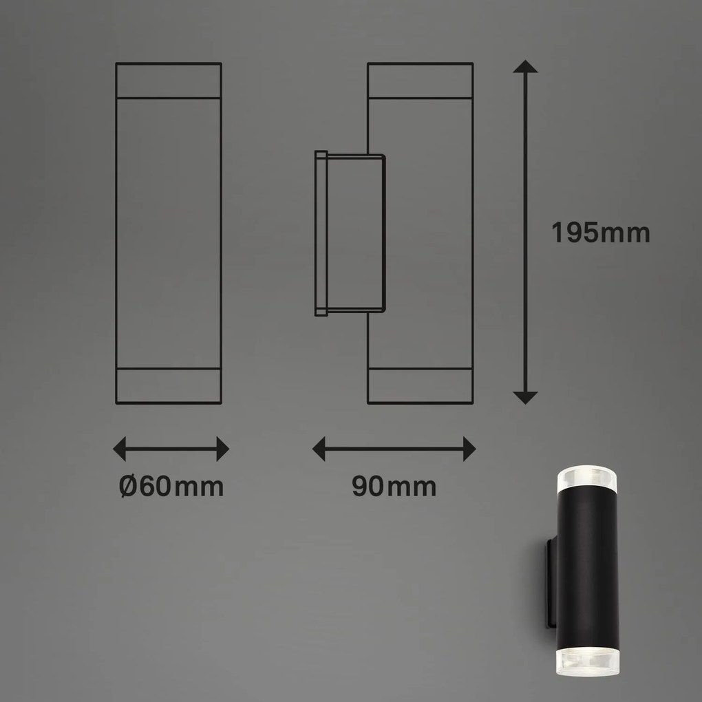 BRILO 3072025 Venkovní svítidlo 19,5 cm vč. 2x GU10 4,7W 400lm černá - BRILO