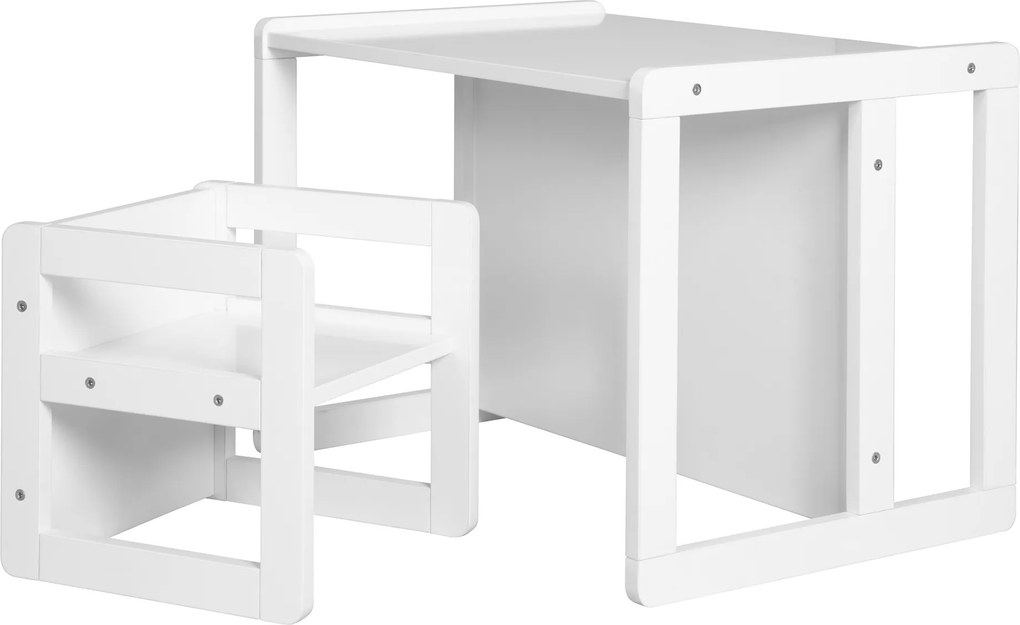 roba Dětský stůl se židličkou 3 v 1 Montessori (bílá)